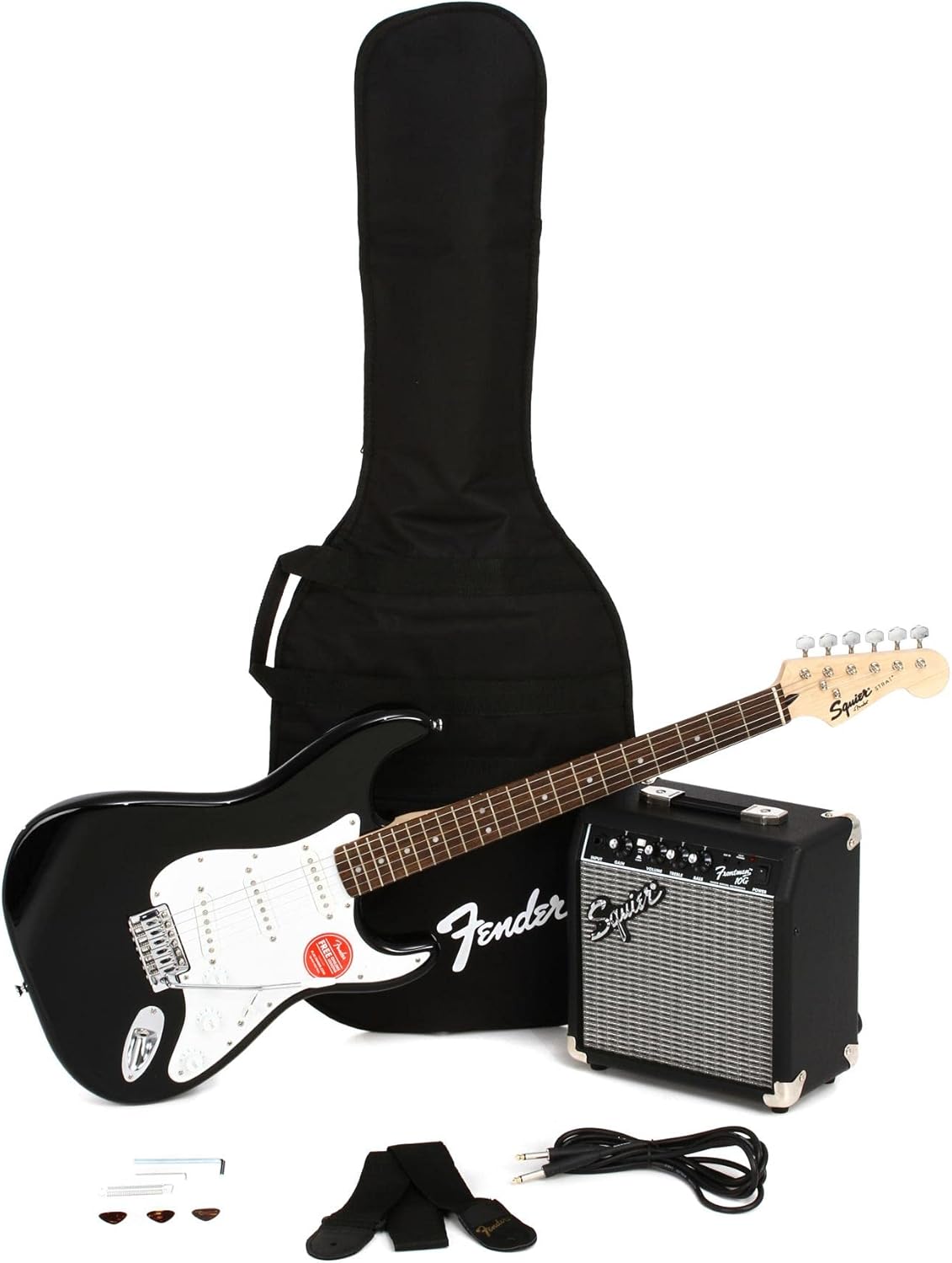 Amazon.com: Fender Squier Stratocaster Electric Guitar Pack, Black ...