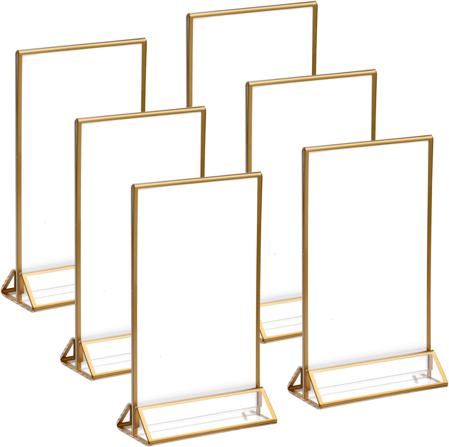 AITEE A5 Gold Sign Holder: 6 Pack Acrylic Clear Menu Table Holders ...