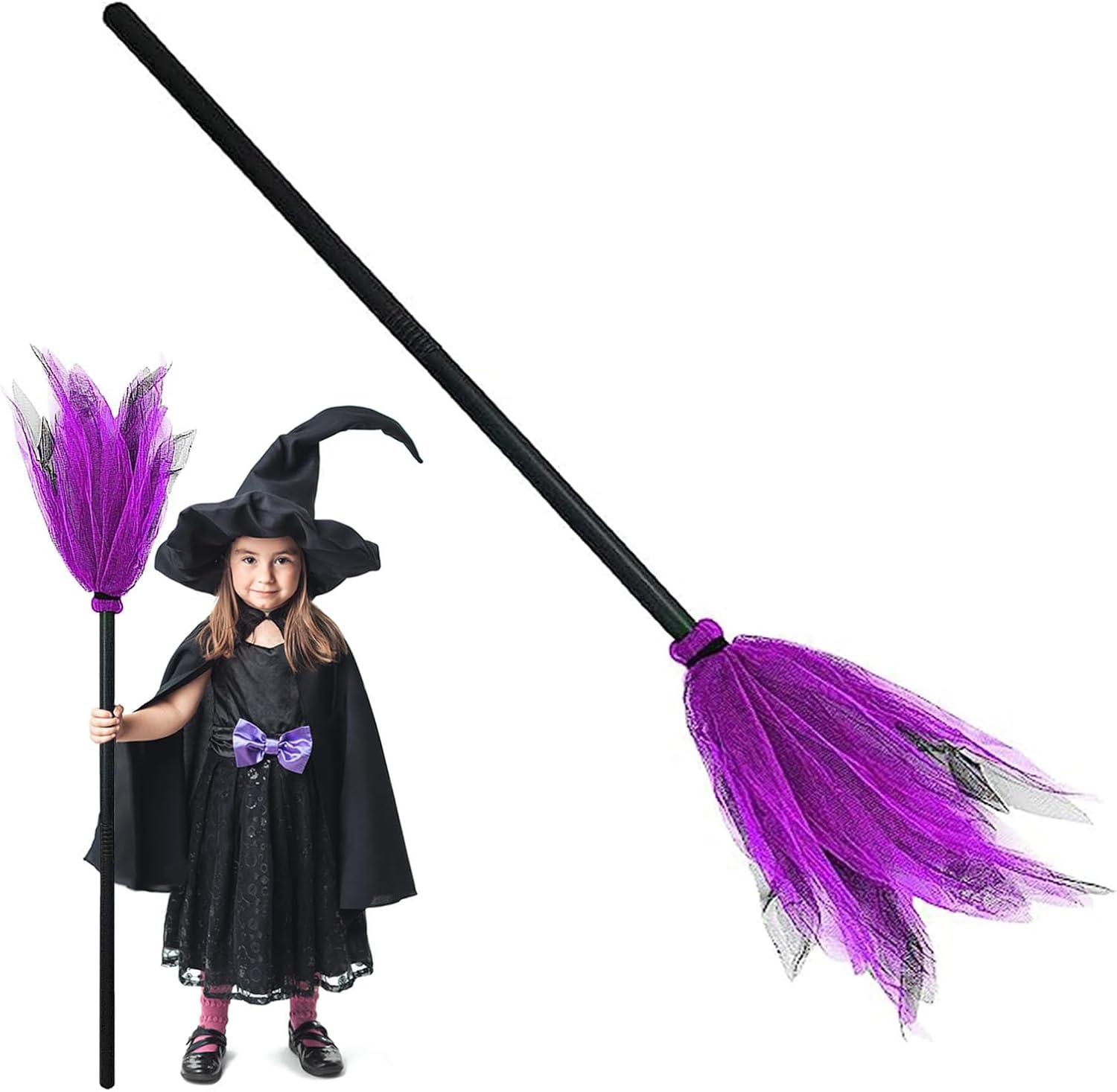 Amazon.com: Halloween Witch Broom - Plastic Witch Broomstick Halloween ...