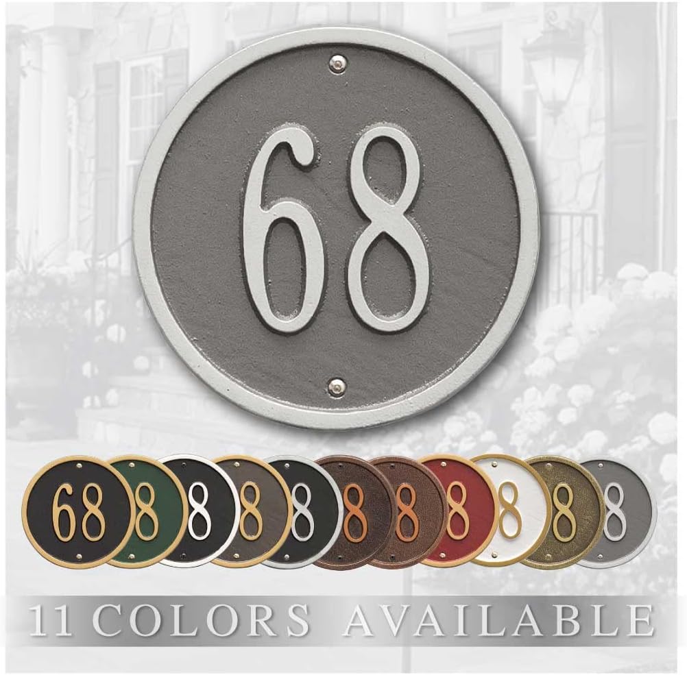 Amazon.com: Small-Size Whitehall™ Personalized Round Cast Metal Address ...