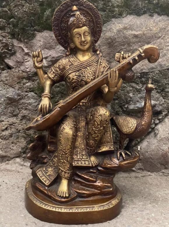 Buy Das Traders Saraswati Statue. Brass Saraswati Idol. Veena Saraswati ...