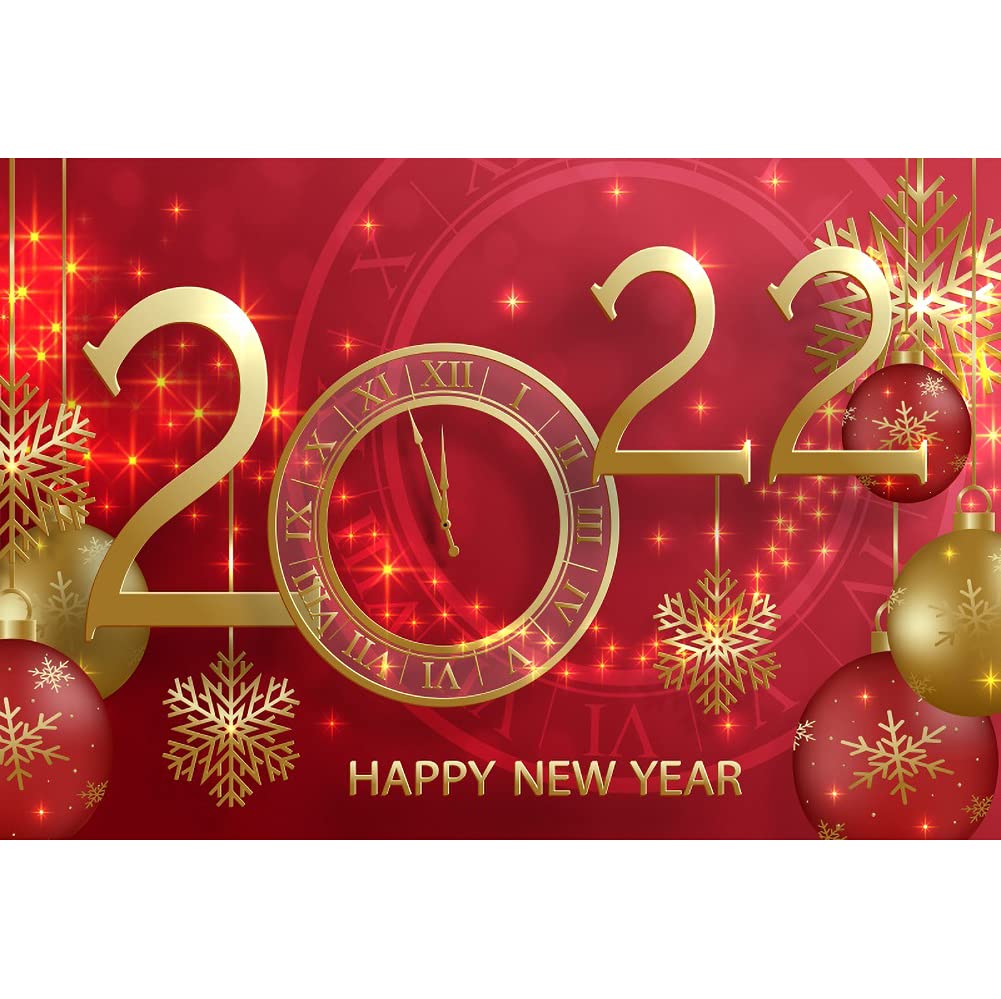 Yongfoto 10x6 5ft Red Gold 2022 Backdrop Countdown Balloon Happy ...