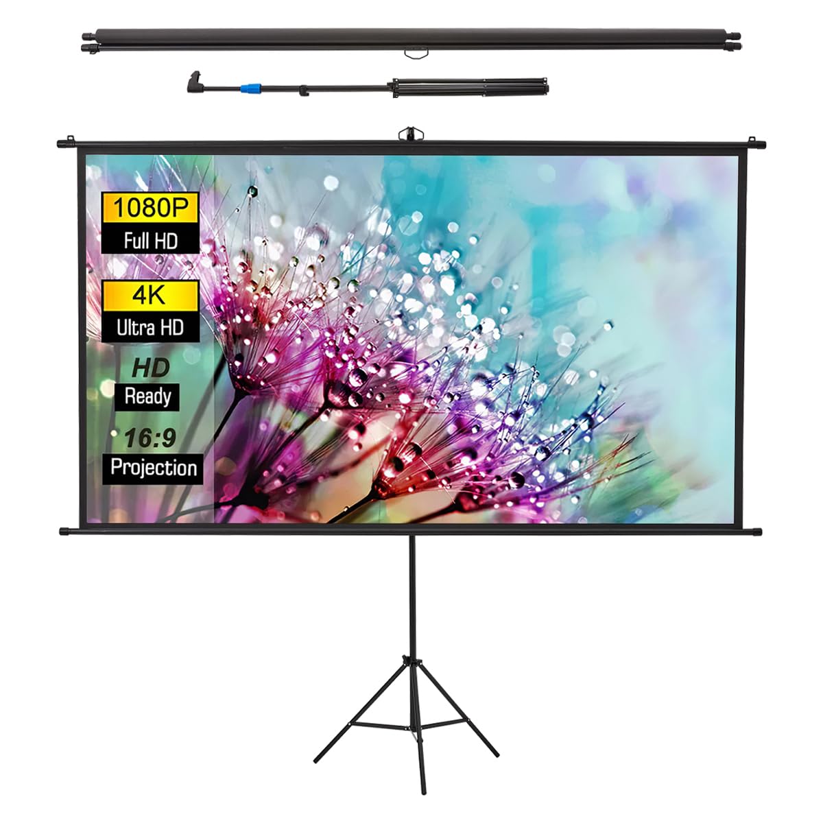 INMOZATA 100 Inch Projector Screen Stand/Wall/Ceiling Mountable ...