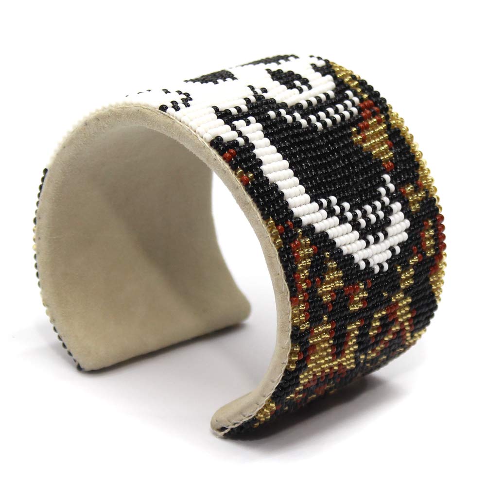 Southwestern Native Style Seed Beads Beaded Hard Cuff Bracelet Skull in ...