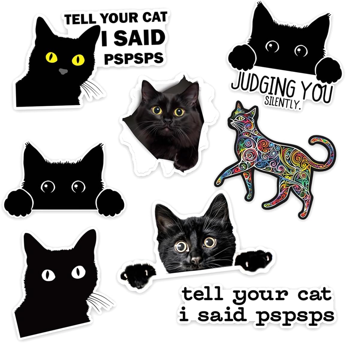 Amazon.com: Stickers Cute Black Cat - Cat Sticker Decals - Waterproof ...