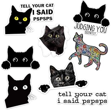 Amazon.com: Pack 9 Pcs Peeking Cat Sticker for Cars Vehicles Trucks ...