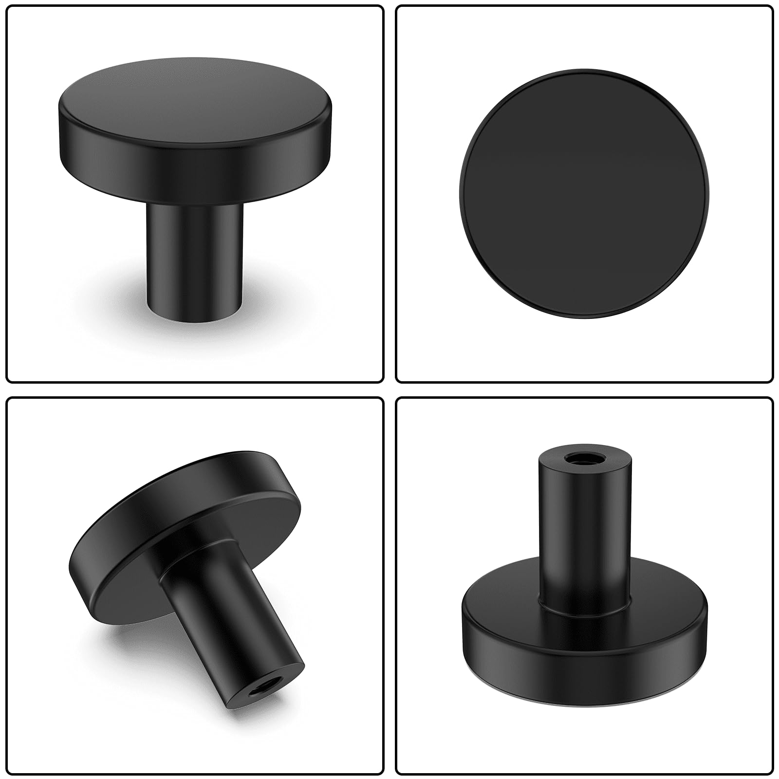 Snapklik.com : Homdiy 30 Pack Black Cabinet Knobs, Round Kitchen Drawer ...