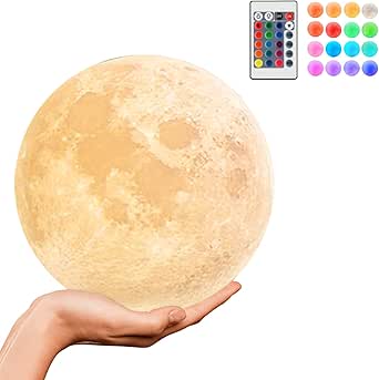 WYCY Moon Lamp, Remote Control 3D Moon Light 16 Colors LED Moon Night ...