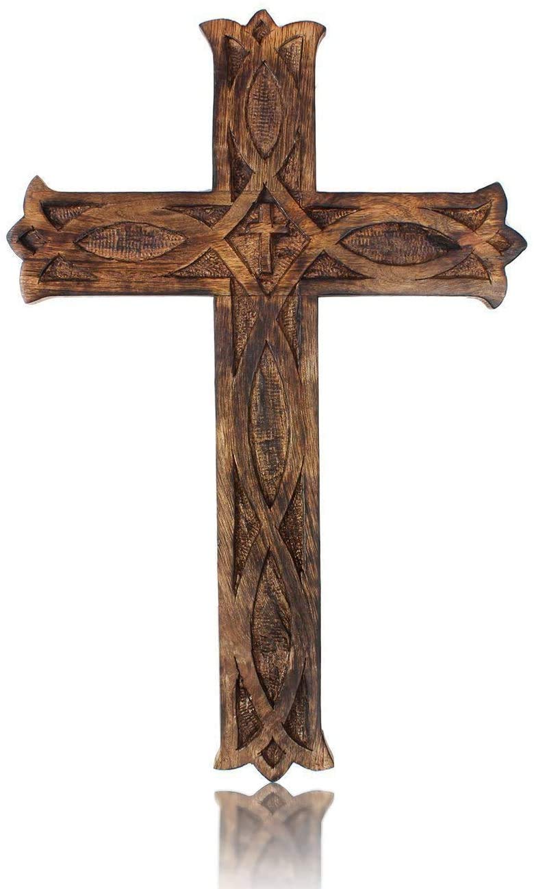 Amazon.com: IBLAY Wooden Religious Catholic Crucifix Cross Wall Hanging ...