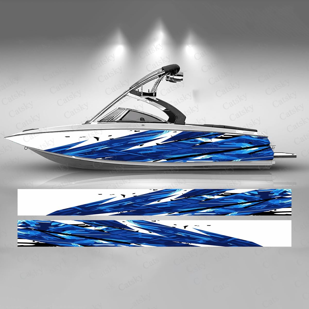 Amazon.com: 2 PCS-236.2x22.8 Inch Abstract Red and Blue Stripes Boat ...