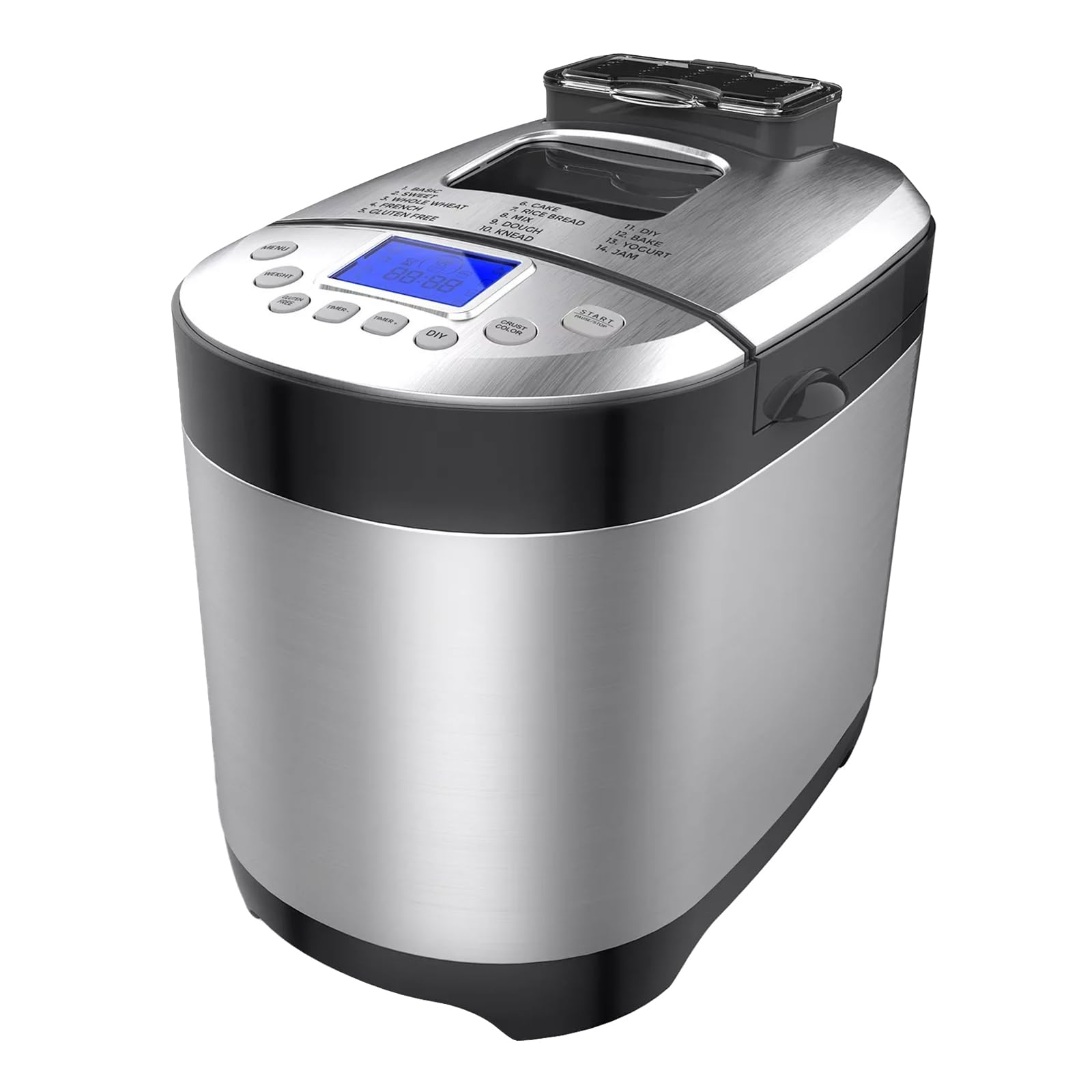 Amazon.com: Stainless Steel Bread Machine Bread Maker 2LB 17-in-1 ，14 ...