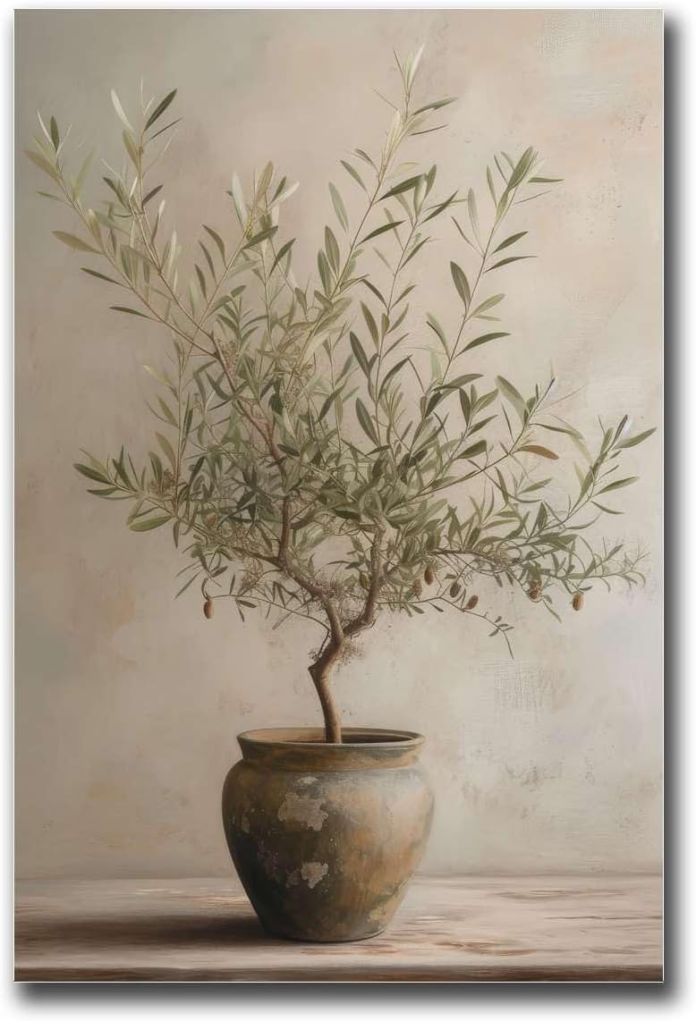 Amazon.com: Canvas Wall Picture Prints Vintage Olive Tree Painting ...