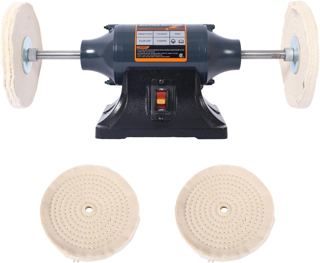 Electric Polisher Benchtop Buffer Grinder - Includes 4PCs 80Ply Thic ...