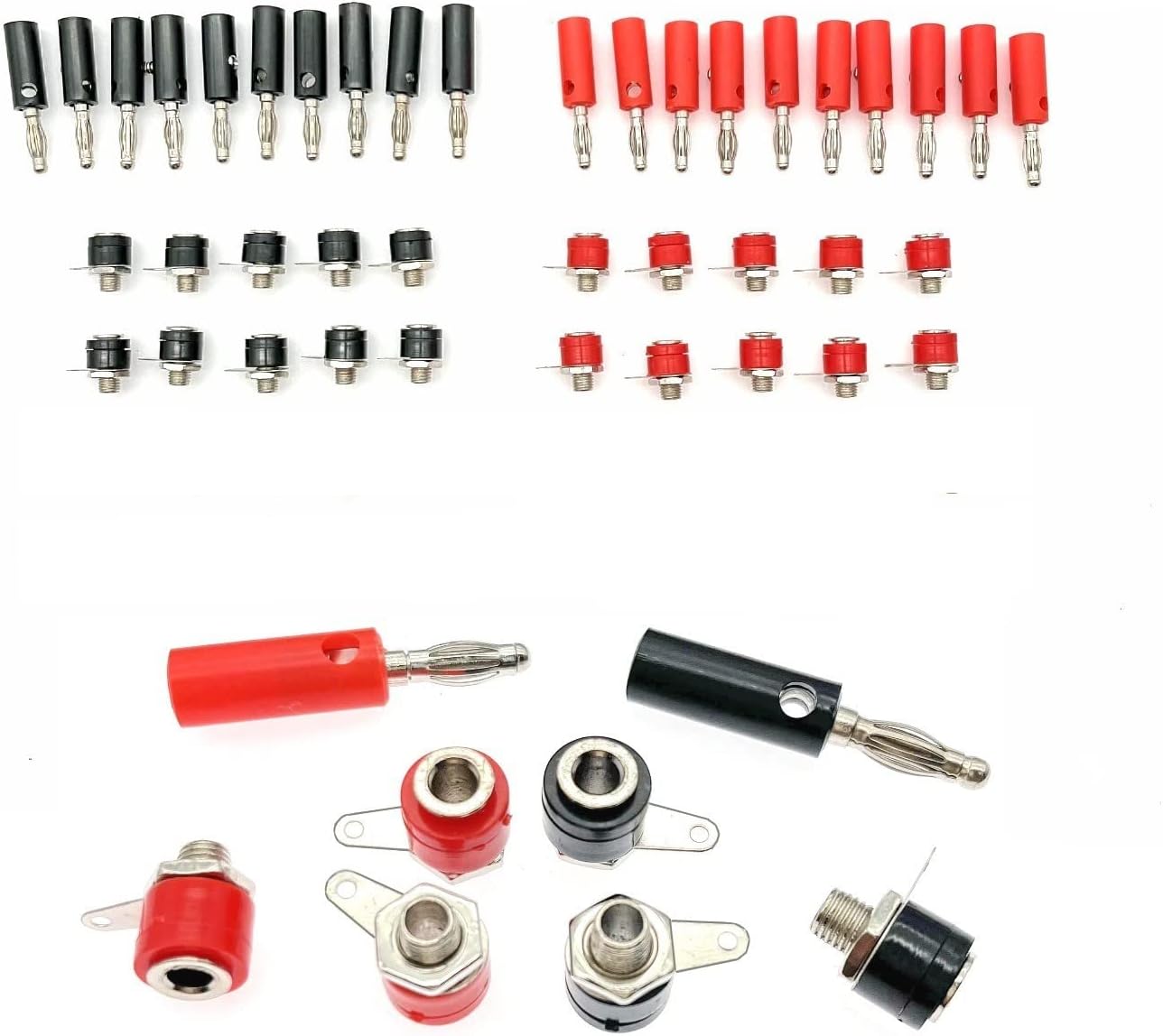 JZK 20 Pcs Banana plug 4mm + 20 Pcs speaker binding post terminal ...