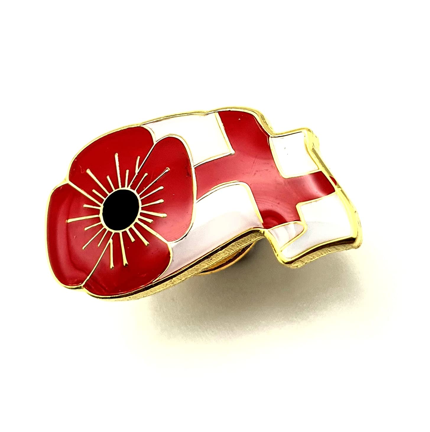 England Remembrance St George English Poppy Flag World War Metal Enamel ...