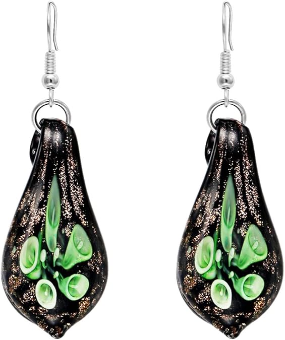 Amazon.com: Glass Water Drop Shape Glaze Spiral Dangle Earrings ...