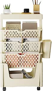 Amazon.co.jp: Rolling Bookshelf with Wheels | 5 Tier Rolling Cart for ...