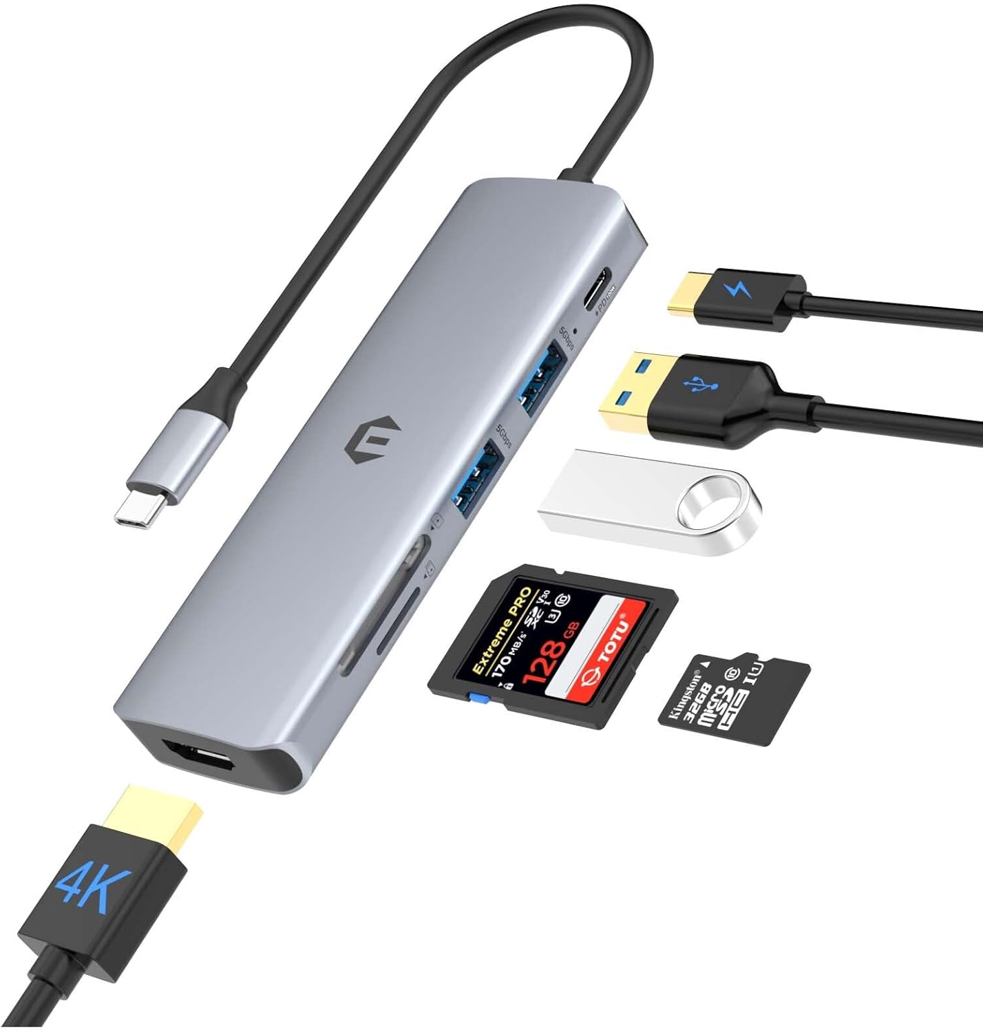 Amazon.com: Tiergrade 6 in 1 USB C Hub, Multiport Adapter with 4K HDMI ...