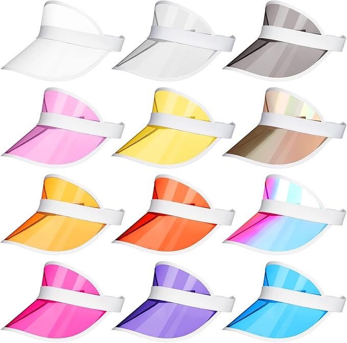 16 Pcs Unisex Sun Visors Plastic Clear Colorful PVC Poker Visor ...