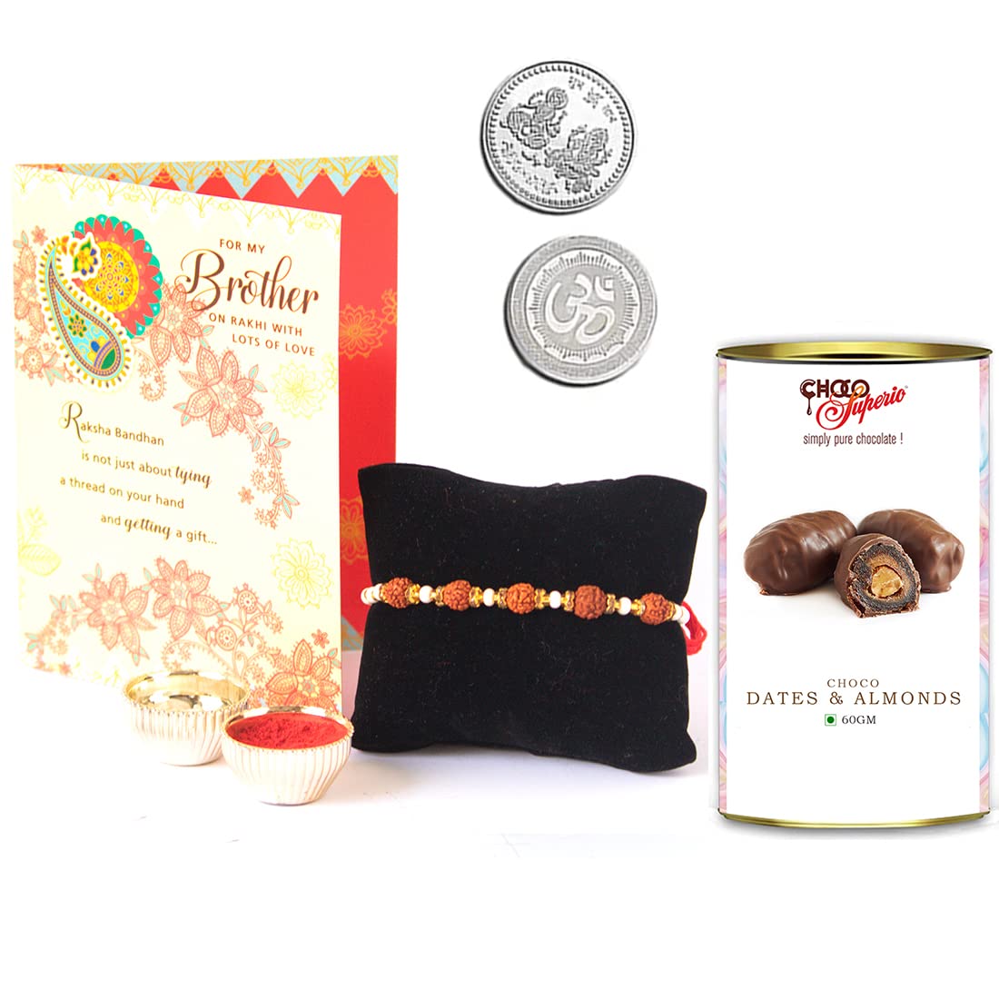 ARCHIES Panch Rudraksh Rakhi for Brother Rakshabandhan Combo of 1 Rakhi ...