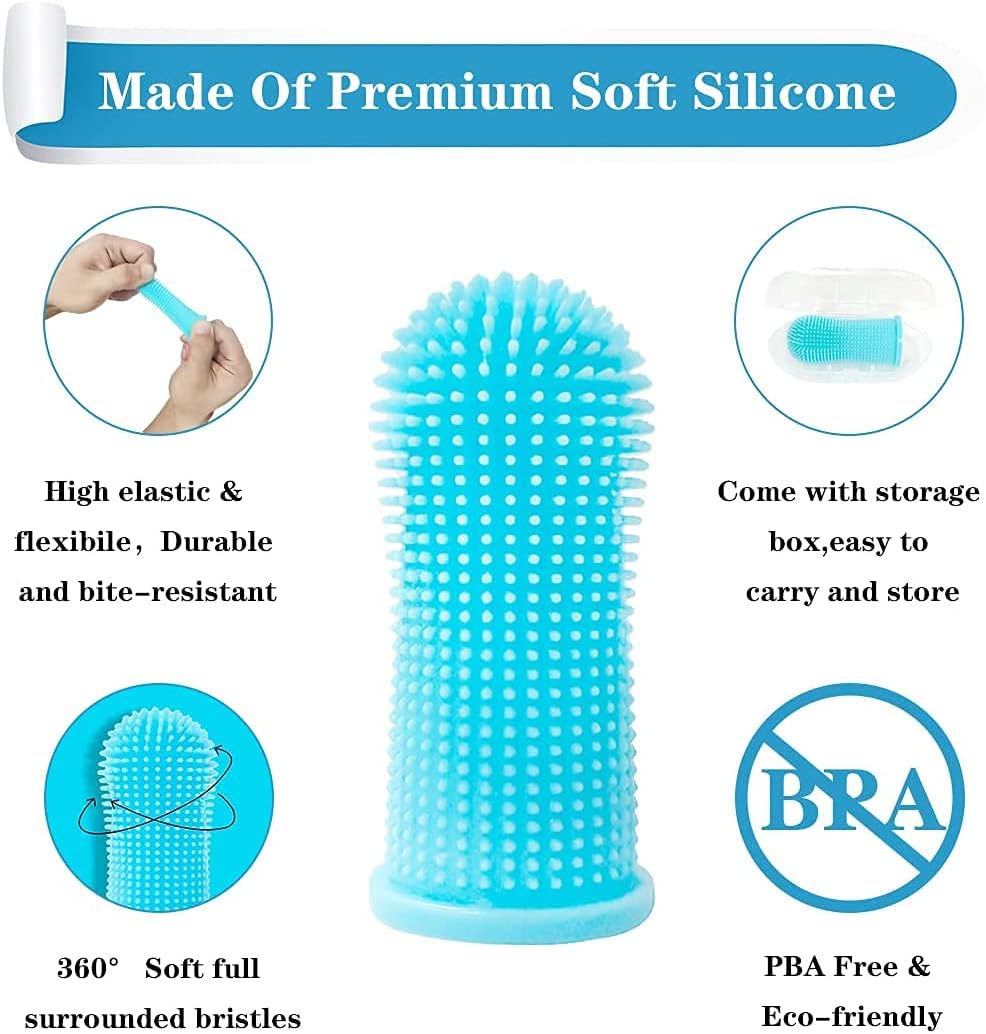 4 Pack Dog Toothbrush Finger Brush ,360º Silicone Dog Tooth Brushing ...