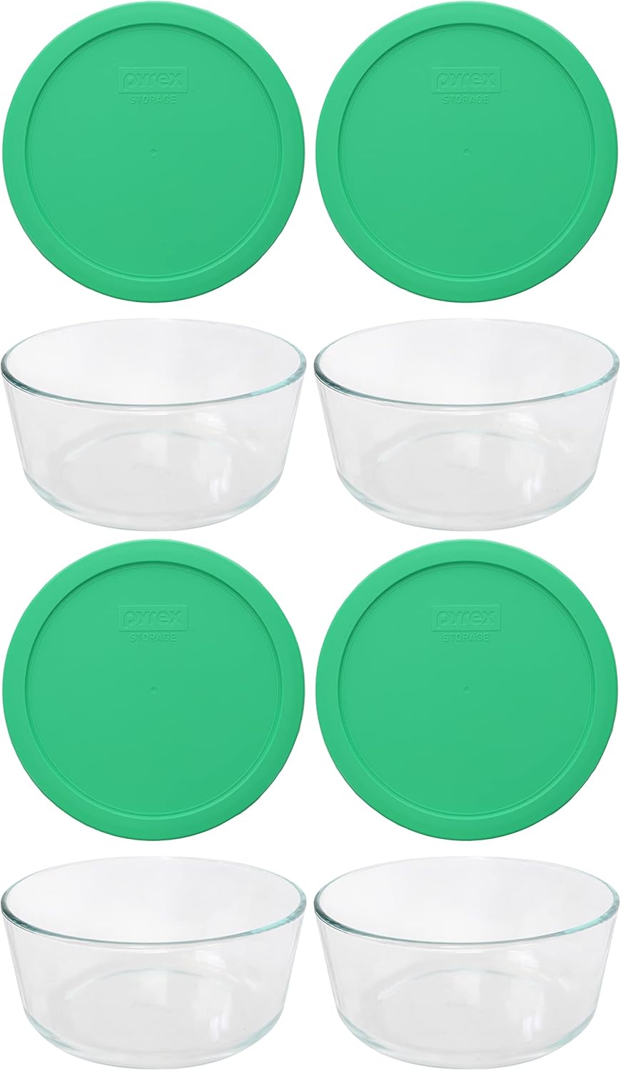 Amazon.com: Pyrex (4) 7203 7-Cup Glass Bowls & (4) 7402-PC Bright Green ...