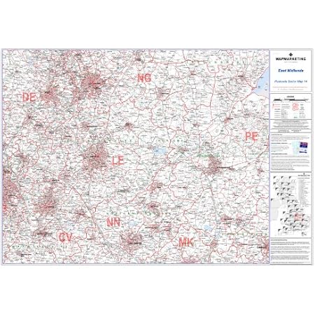 East Anglia Postcode Sector Wall Map- Postcode Sector Map 9 - Laminated ...