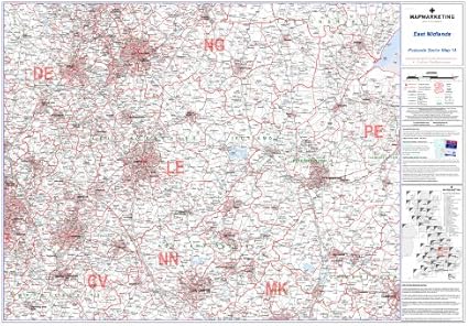 East Midlands Postcode Sector Map 14 - Laminated Wall Map : Amazon.co ...