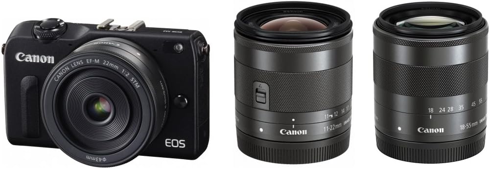Amazon.com : Canon Mirror-Less SLR Camera EOS M2 Triple Lens kit (Black ...