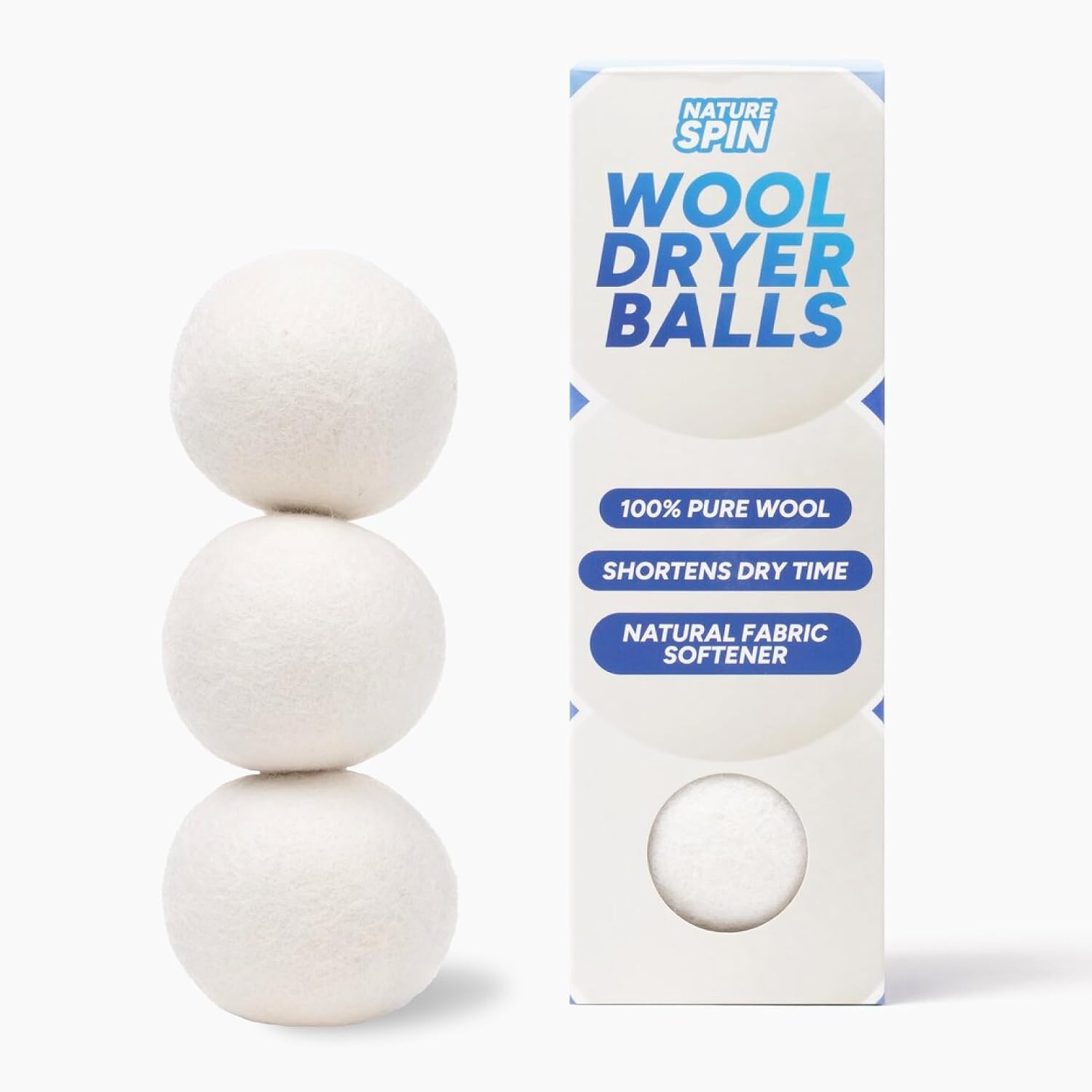 Amazon.com: Nature Spin Wool Dryer Balls, 3-Pack XL, 100% Pure New ...