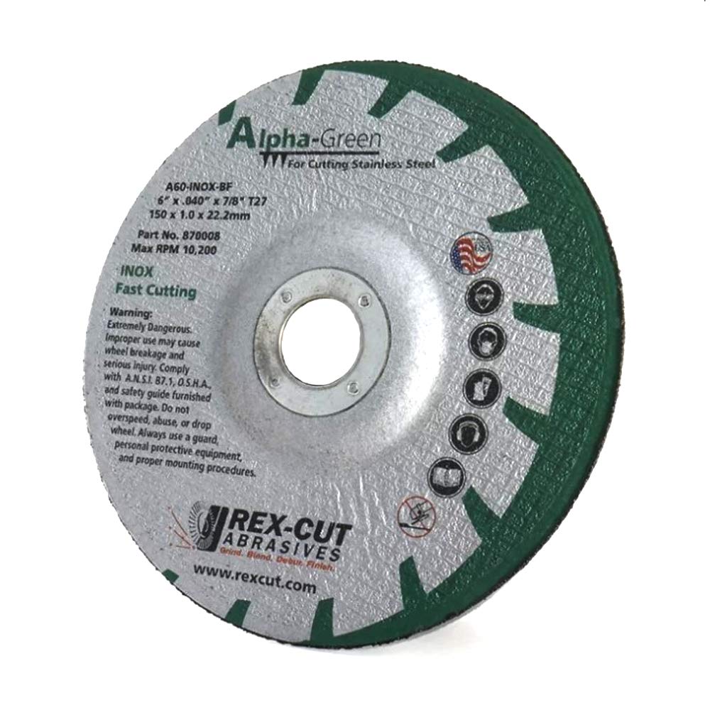 Rex-Cut Abrasives 860000 Type 1 Straight Sided Alpha-Green Cut-Off ...