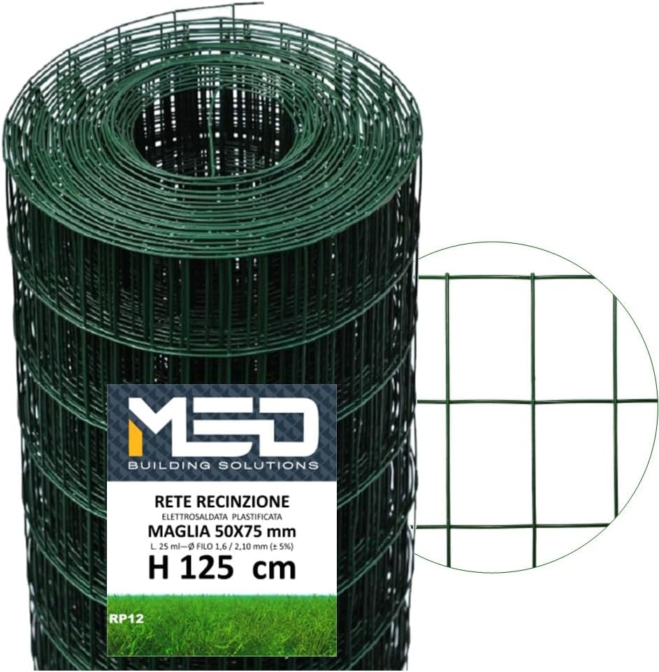 ROTOLO 25 m RETE METALLICA ZINCATA PLASTIFICATA ELETTROSALDATA PER ...