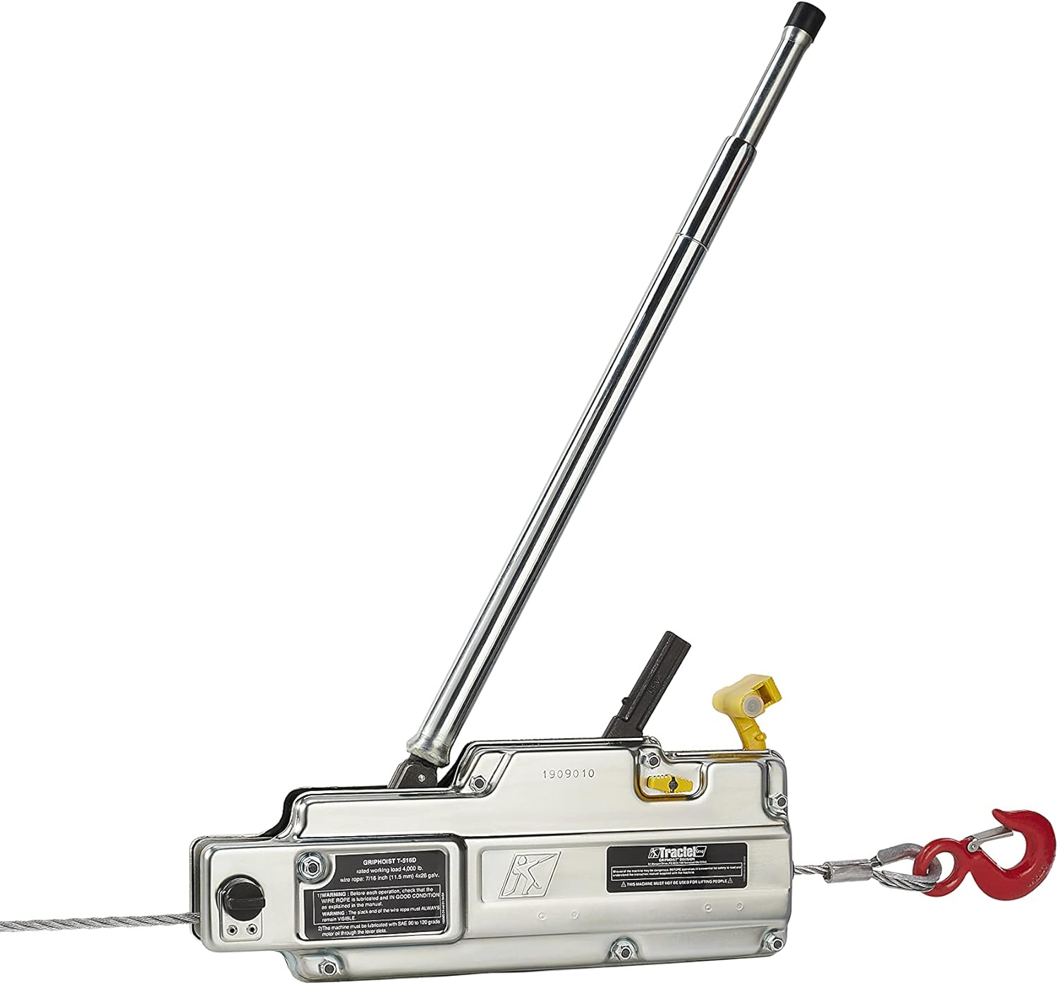 T516D griphoist/tirfor 2 ton (4000 lbs) Wire Rope Hoist with 80 ft ...