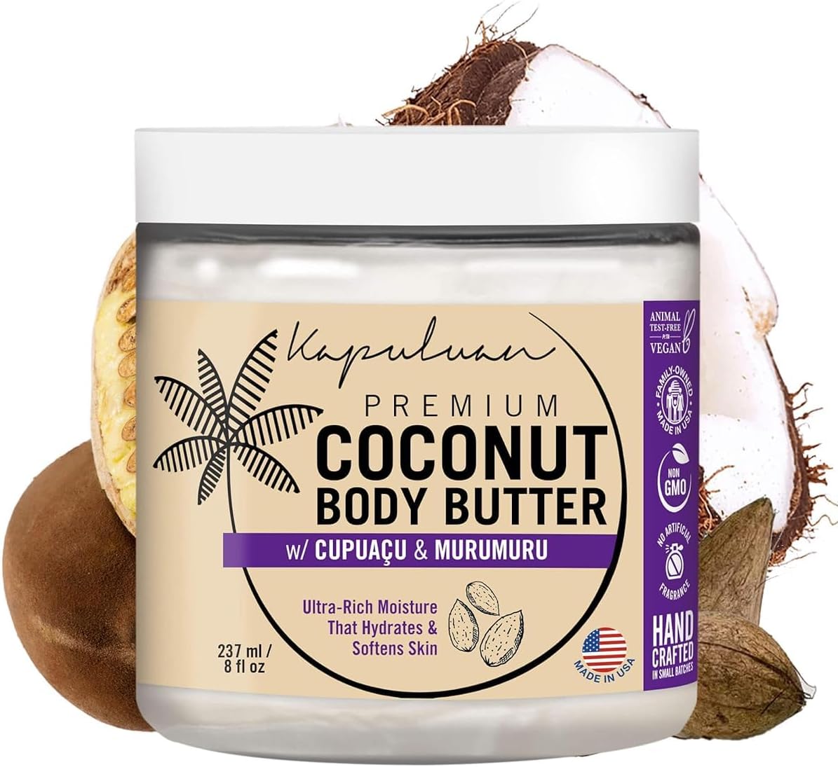 Amazon.com : Kapuluan Coconut Body Butter for Dry Skin - Pure Coconut ...