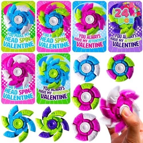 Amazon.com: JOYIN 24 Packs Valentine's Day Plastic Fidget Spinners with ...