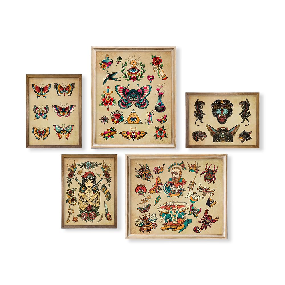 Amazon.com: Tattoo Flash Wall Art & Decor - Vintage Tattoo Poster ...