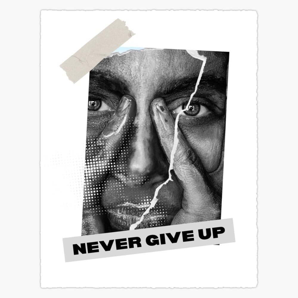 Amazon.com: Motivational Poster Never Give Up Sticker Vinyl Waterproof ...