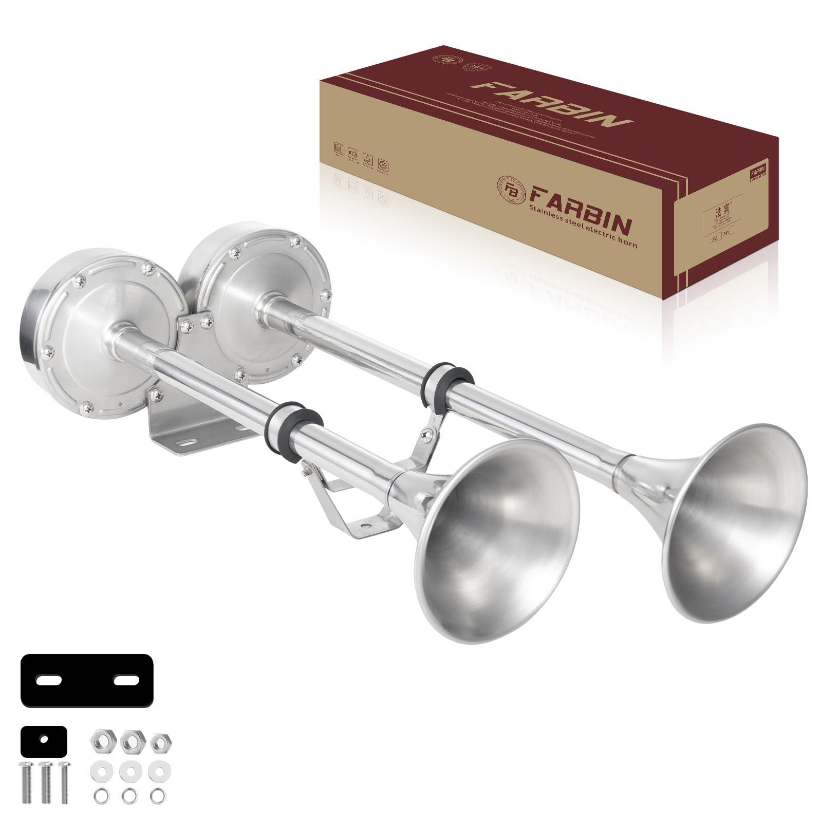 Amazon.com: FARBIN Boat Horn 12V Waterproof Stainless Steel Trumpet ...