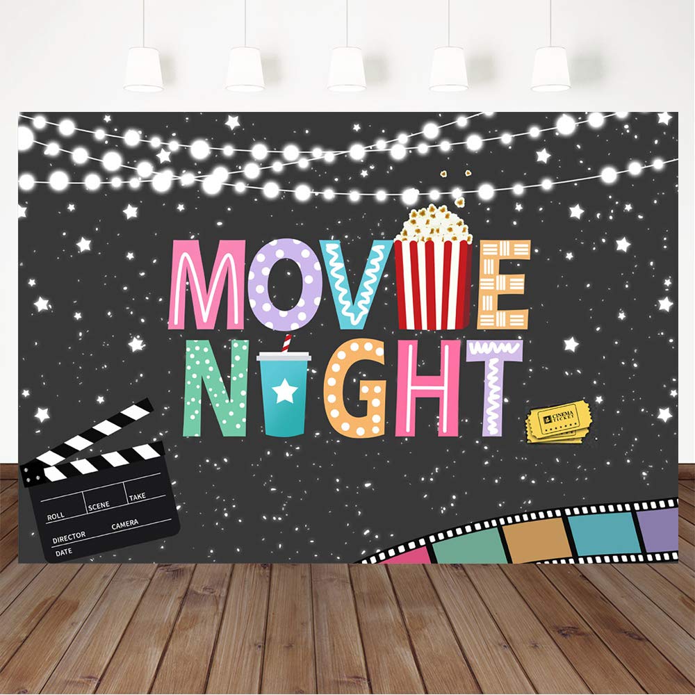 Buy Moca Movie Night Birthday Backdrop, Outdoor Backyard Movie Night ...