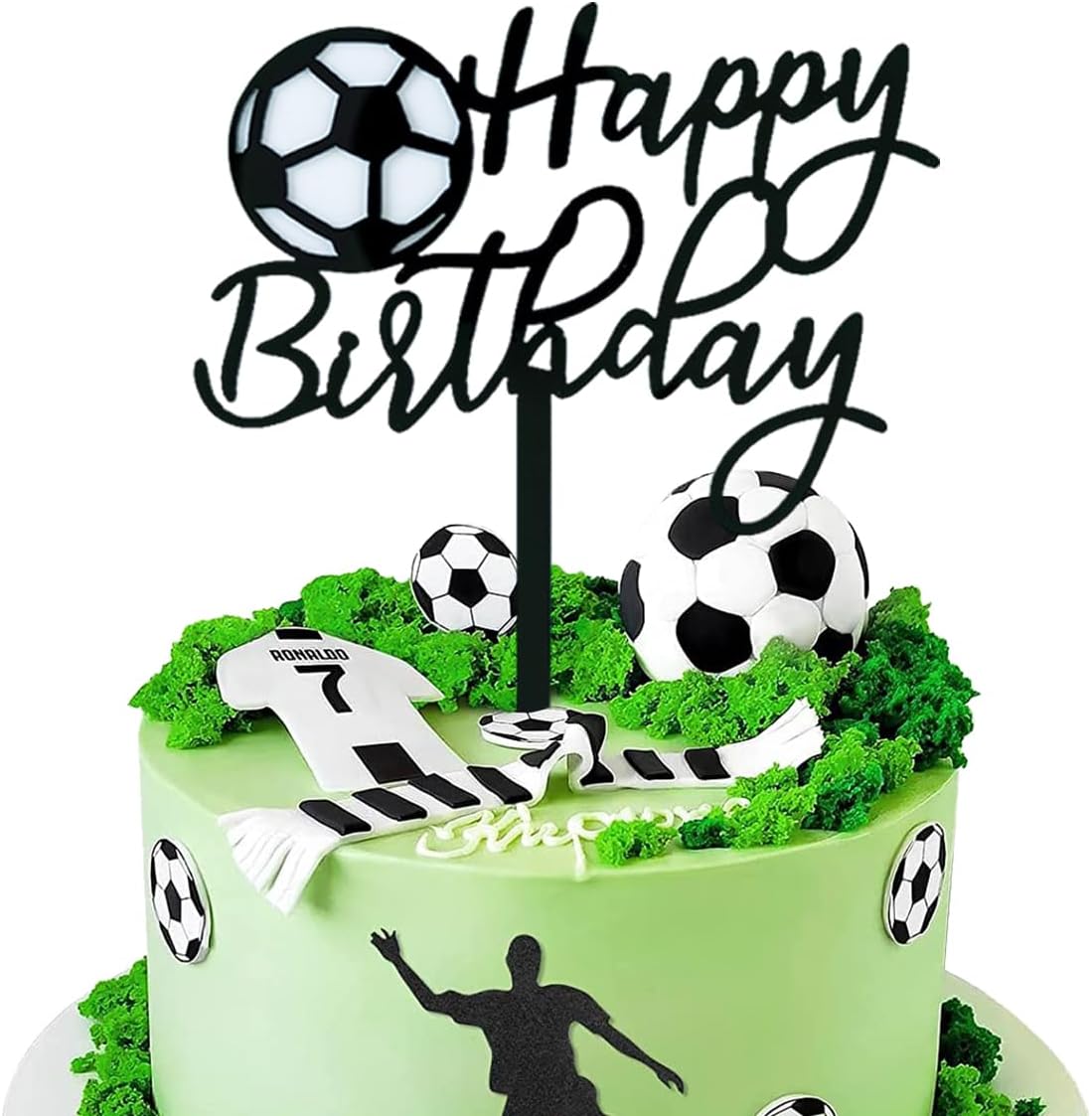 APDDHJ Football Cake Topper, Football Birthday Cake Decoration for Boy ...