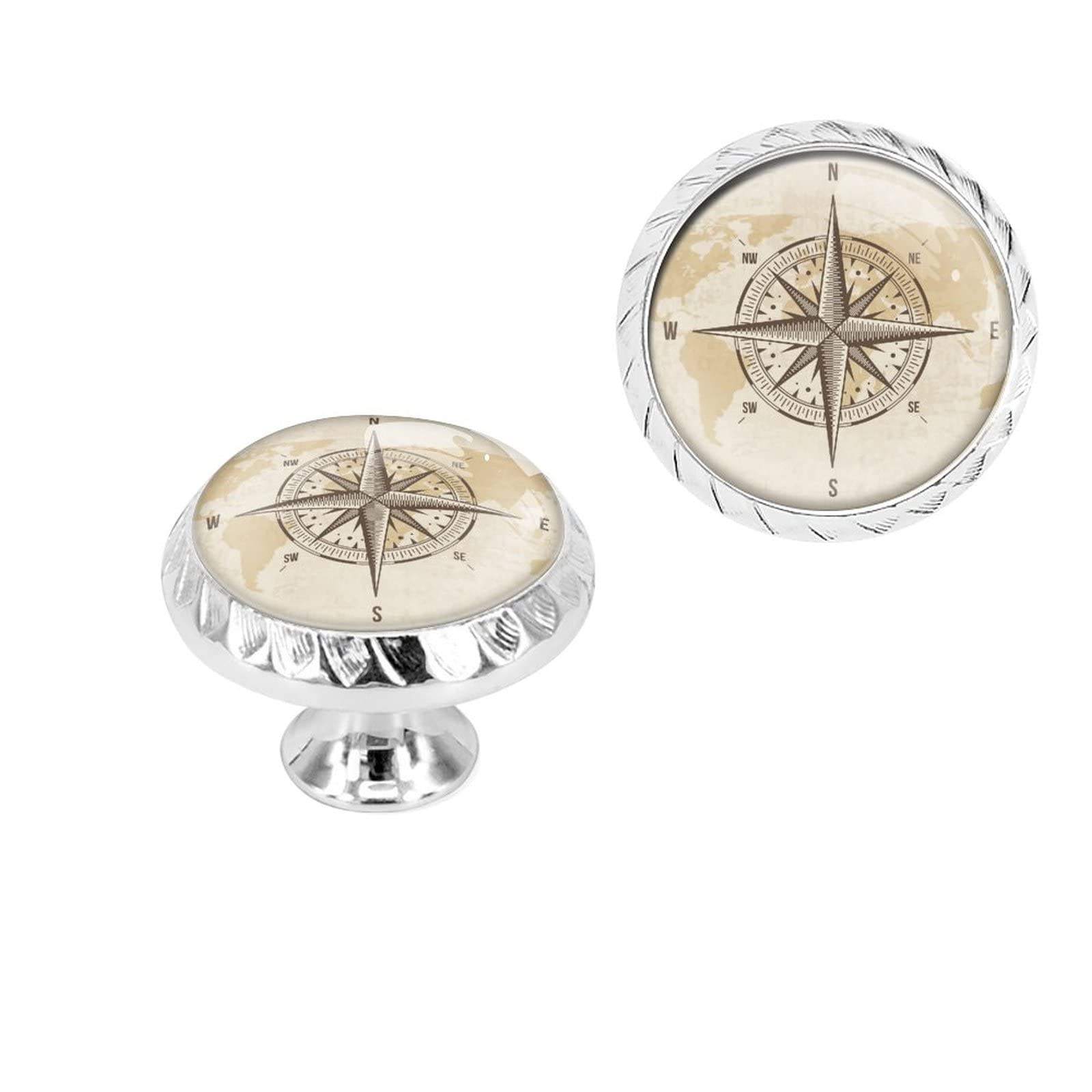 Elohiym 6 Pack Silver Drawer Pulls Knobs, Vintage Nautical Compass ...