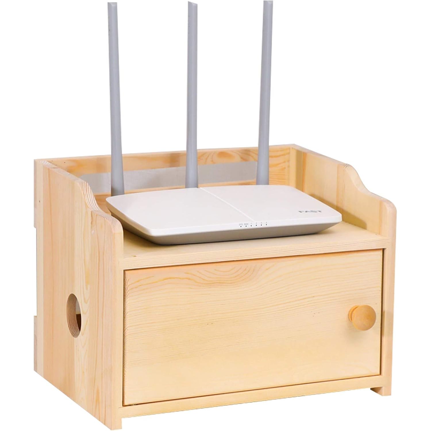 YTREDF WiFi Router Aufbewahrungsbox, TV Set-Top Boxes Regal, Massivholz ...