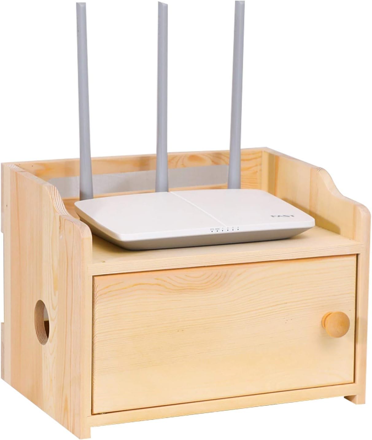 YTREDF WiFi Router Aufbewahrungsbox, TV Set-Top Boxes Regal, Massivholz ...