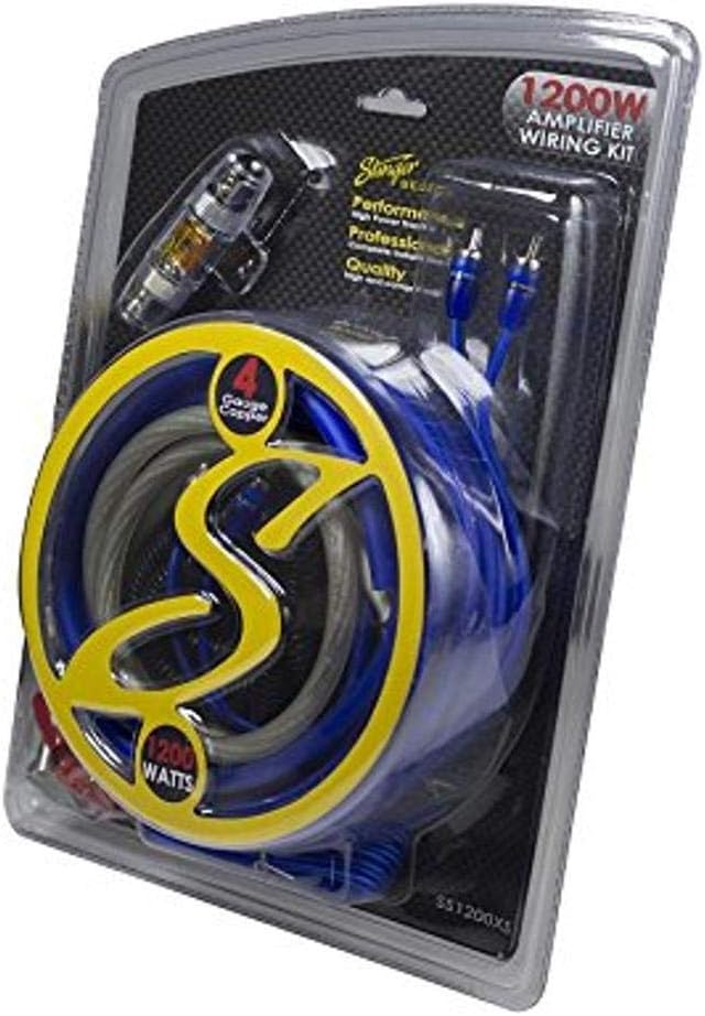Amazon.com: Stinger 4-Gauge Copper Amplifier Wiring Kit, 1200 Watt Sub ...