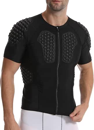 Amazon.com: Mens Padded Compression Shirt with Zip Boys Football ...