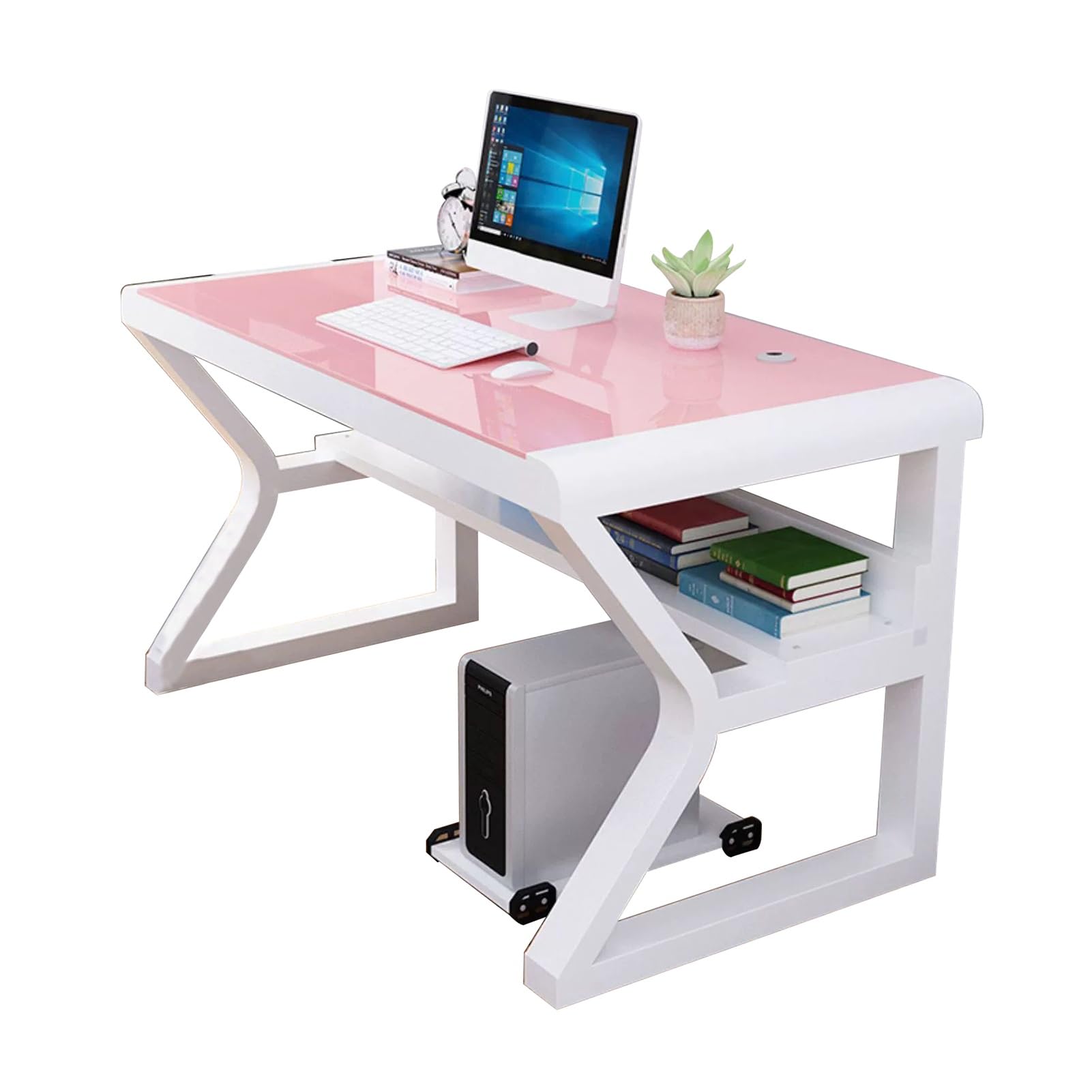 Amazon.com: STEPMN Tempered Glass Computer Desk Modern Laptop Desk ...