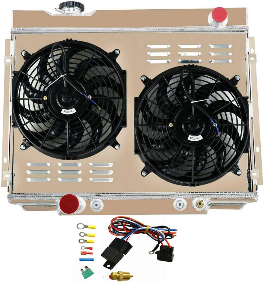Amazon.com: ALLOYWORKS 4 Row Core Aluminum Radiator+Shroud Fan+Relay For 1968-1970 Ford Mustang ...