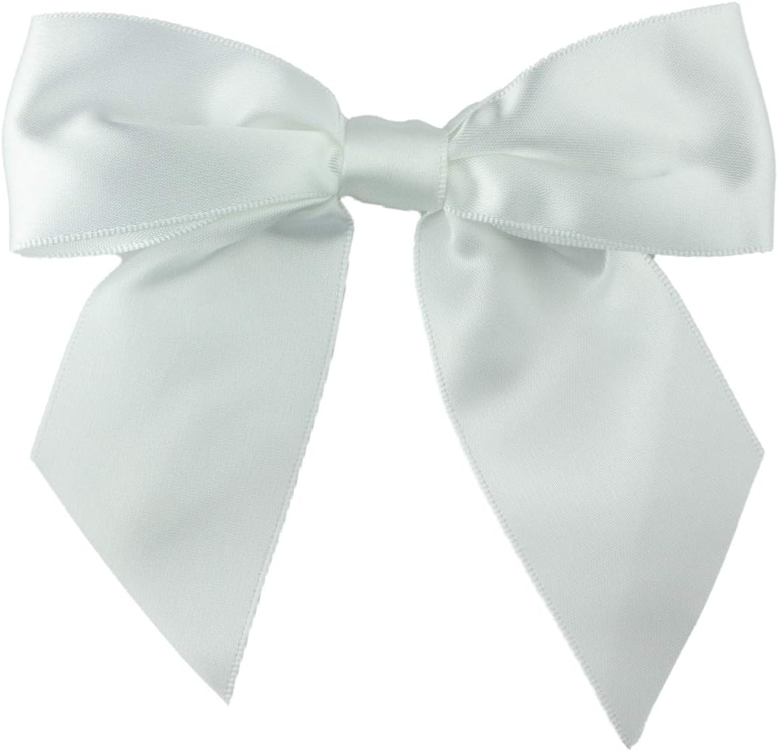 Amazon.com: 7Rainbows 20pcs Boutique 4.5" White Satin Ribbon Bows for ...