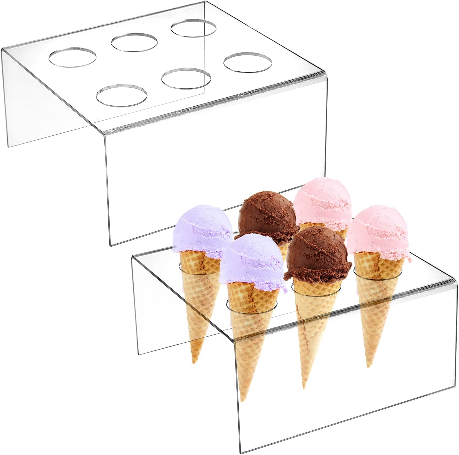 Amazon.com | Ice Cream Cone Holder Stand with 8 Holes Capacity, Clear ...