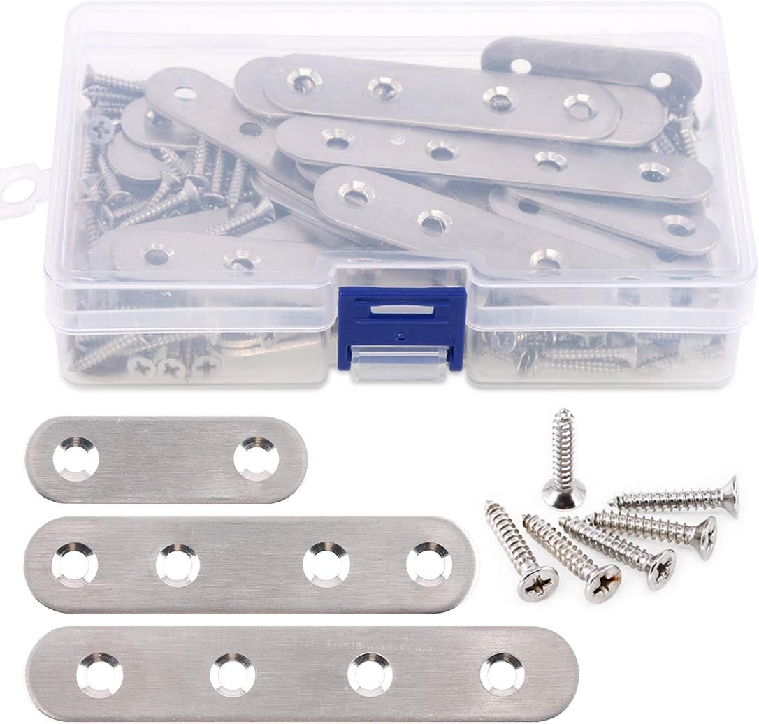 Amazon.com: Tmyjfjingxi 108PCS 4Sizes Flat Metal Brace Brackets Mending ...